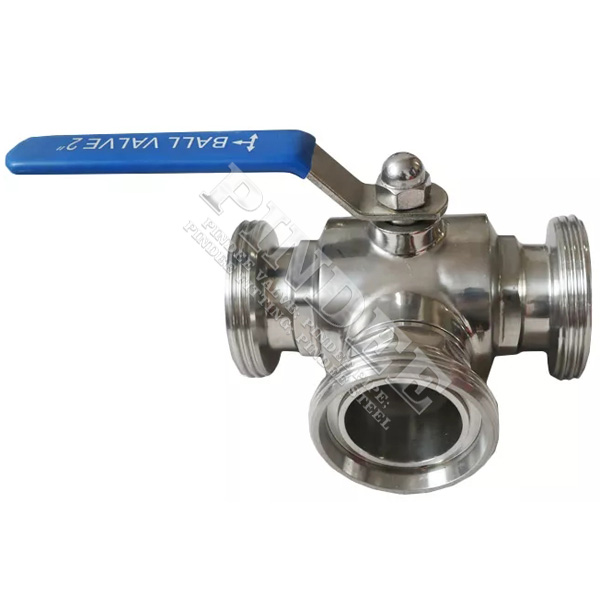 Sanitary Threaded 3 Way Ball Valve T/L port - Buy Sanitary Threaded 3 ...