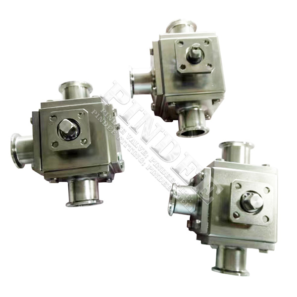 Hygienic Three Way Full Bore Non Retention Ball Valves Encapsulated ...